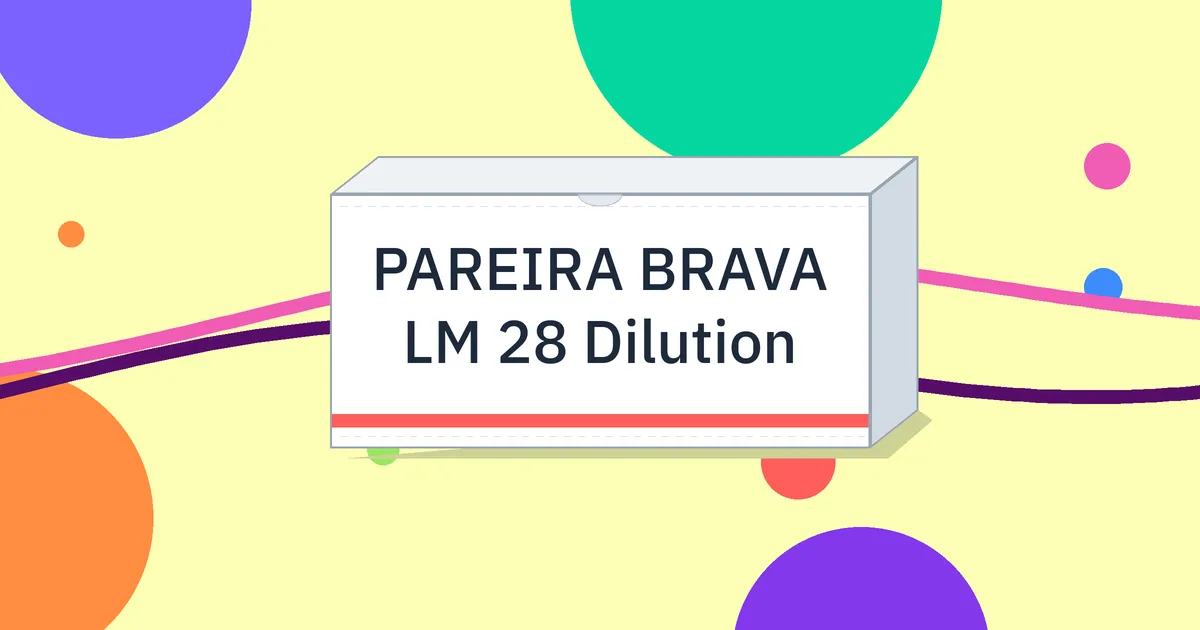 Symbolbild: Packung mit der Aufschrift PAREIRA BRAVA LM 28 Dilution (PZN 13631587) – Verfügbarkeit und Bezug in Apotheken in Frankfurt am Main