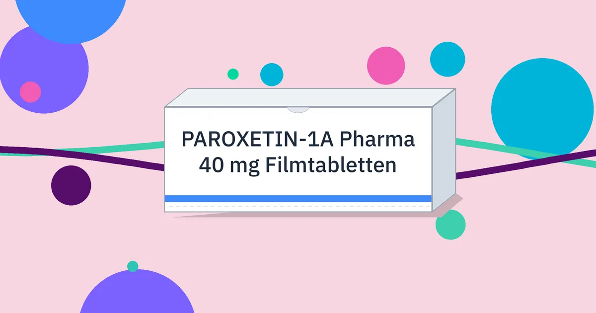 Symbolbild: Packung mit der Aufschrift PAROXETIN-1A Pharma 40 mg Filmtabletten (PZN 03672378) – Verfügbarkeit und Bezug in Apotheken in Frankfurt am Main