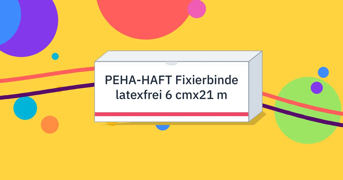 Symbolbild: Packung mit der Aufschrift PEHA-HAFT Fixierbinde latexfrei 6 cmx21 m (PZN 18105840) – Verfügbarkeit und Bezug in Apotheken in Frankfurt am Main