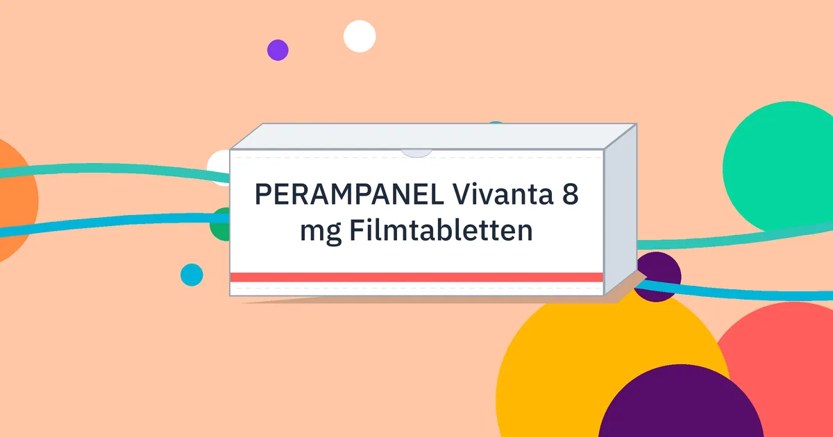 Symbolbild: Packung mit der Aufschrift PERAMPANEL Vivanta 8 mg Filmtabletten (PZN 20600618) – Verfügbarkeit und Bezug in Apotheken in Frankfurt am Main