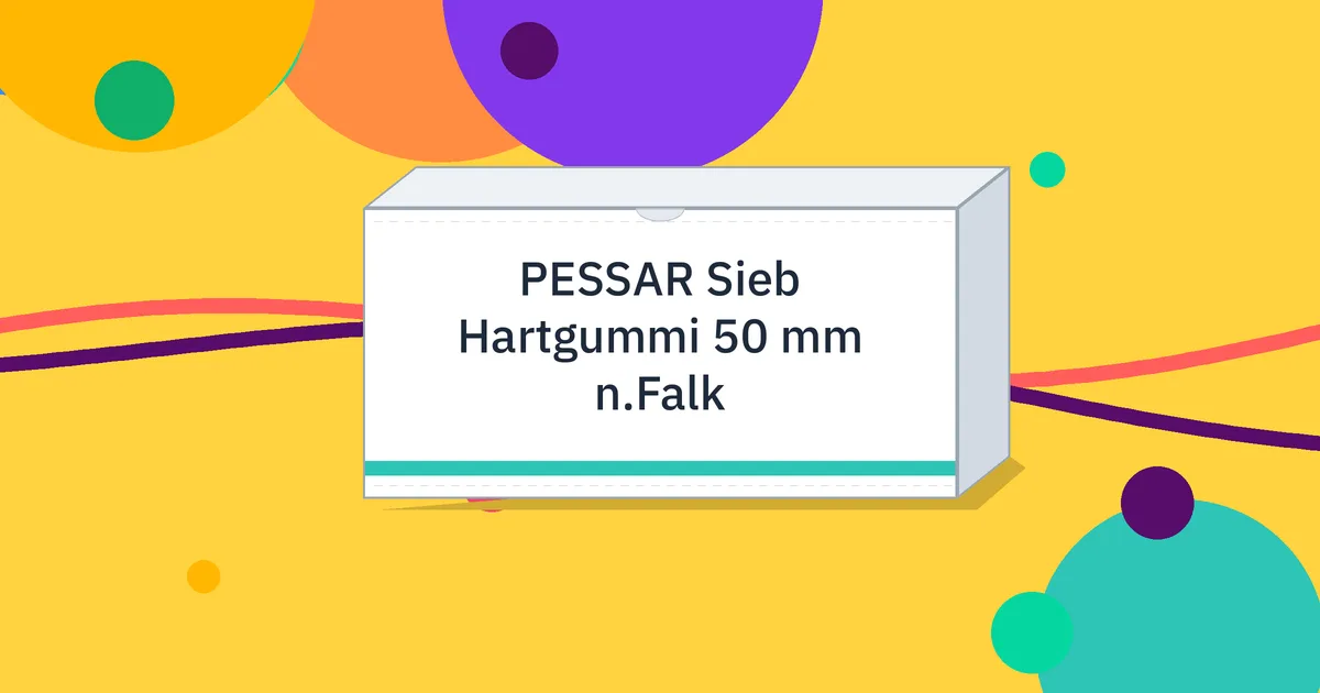 Symbolbild: Packung mit der Aufschrift PESSAR Sieb Hartgummi 50 mm n.Falk (PZN 01734218) – Verfügbarkeit und Bezug in Apotheken in Frankfurt am Main