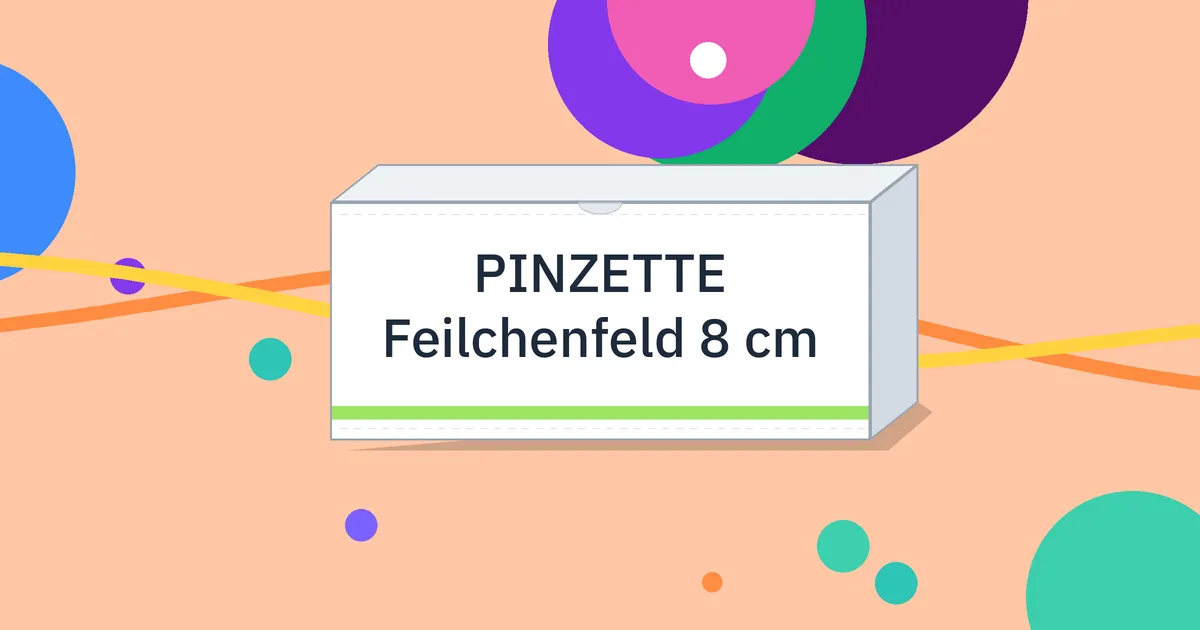 Symbolbild: Packung mit der Aufschrift PINZETTE Feilchenfeld 8 cm (PZN 05466789) – Verfügbarkeit und Bezug in Apotheken in Frankfurt am Main