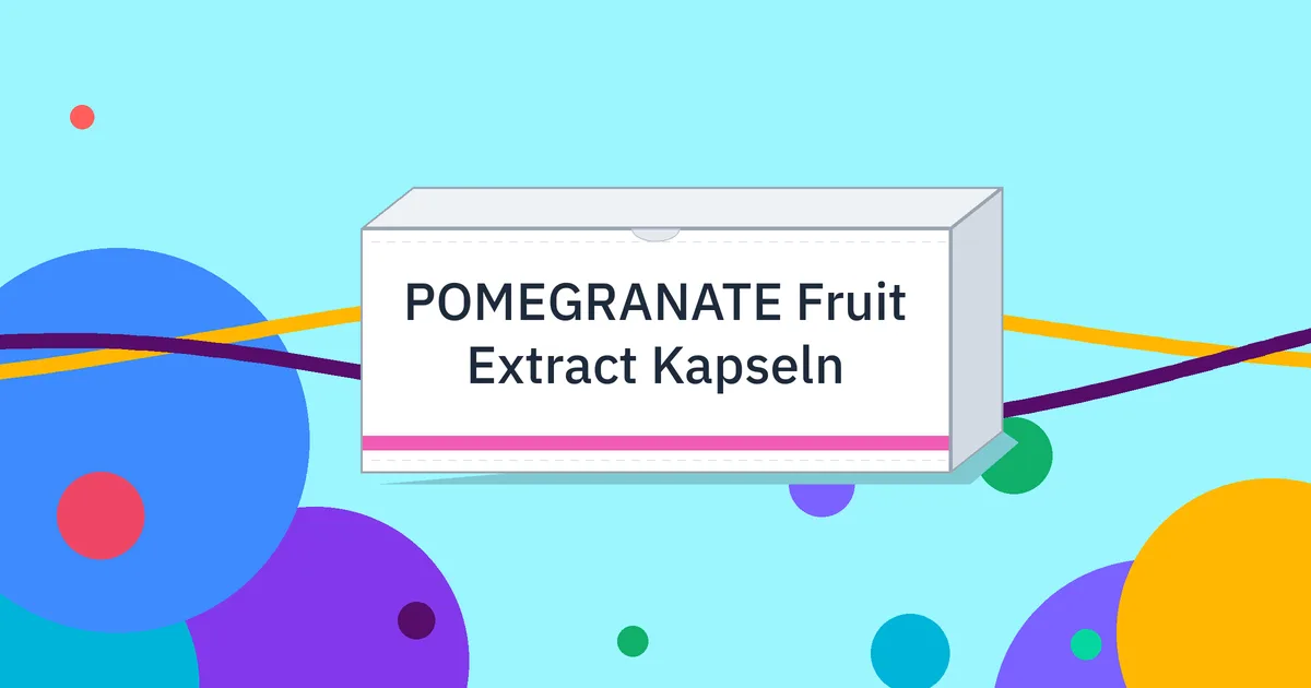 Symbolbild: Packung mit der Aufschrift POMEGRANATE Fruit Extract Kapseln (PZN 19740314) – Verfügbarkeit und Bezug in Apotheken in Frankfurt am Main