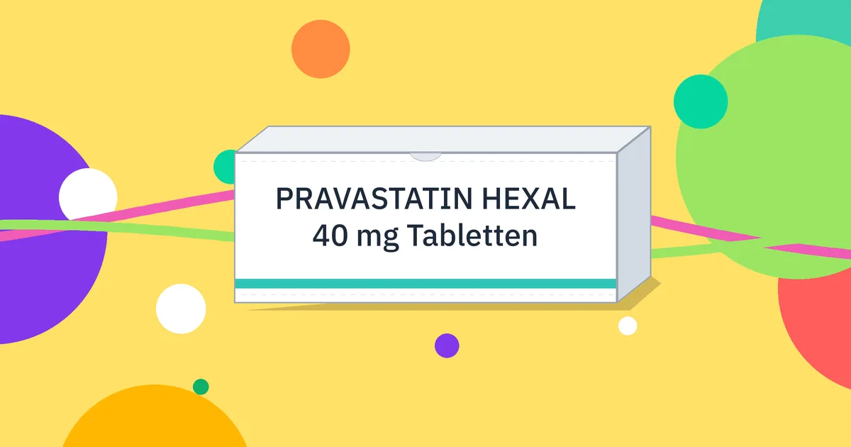 Symbolbild: Packung mit der Aufschrift PRAVASTATIN HEXAL 40 mg Tabletten (PZN 00586023) – Verfügbarkeit und Bezug in Apotheken in Frankfurt am Main