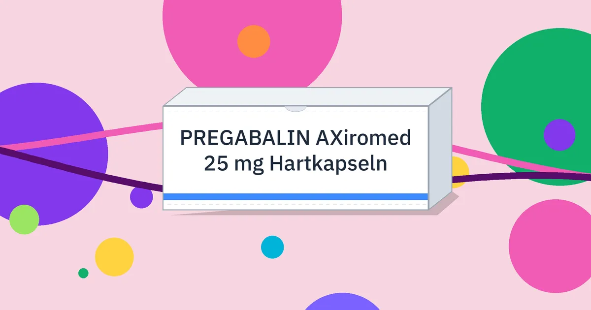 Symbolbild: Packung mit der Aufschrift PREGABALIN AXiromed 25 mg Hartkapseln (PZN 18488427) – Verfügbarkeit und Bezug in Apotheken in Frankfurt am Main