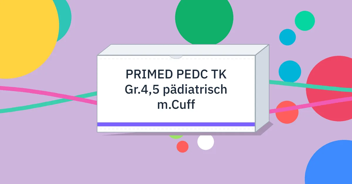 Symbolbild: Packung mit der Aufschrift PRIMED PEDC TK Gr.4,5 pädiatrisch m.Cuff (PZN 11108864) – Verfügbarkeit und Bezug in Apotheken in Frankfurt am Main