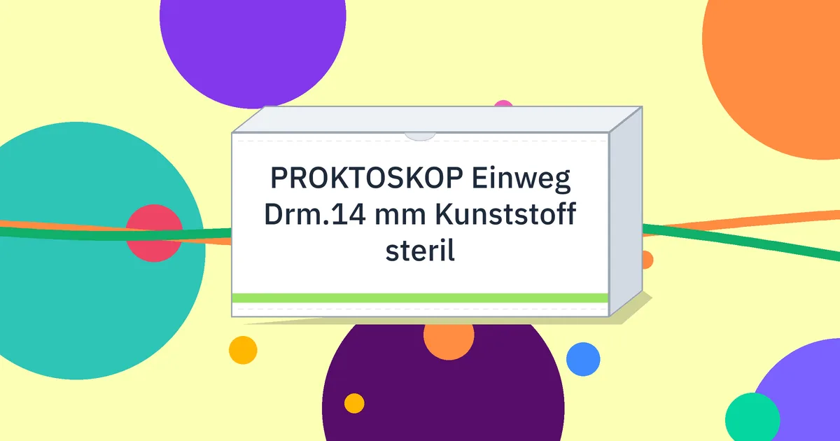 Symbolbild: Packung mit der Aufschrift PROKTOSKOP Einweg Drm.14 mm Kunststoff steril (PZN 15746656) – Verfügbarkeit und Bezug in Apotheken in Frankfurt am Main