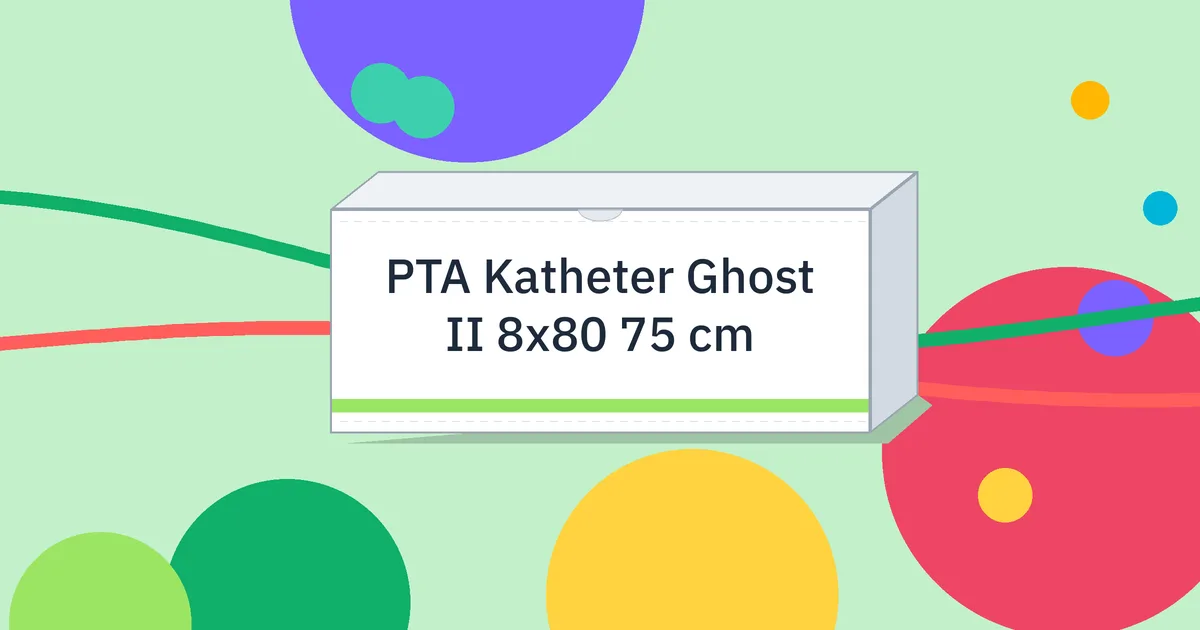 Symbolbild: Packung mit der Aufschrift PTA Katheter Ghost II 8x80 75 cm (PZN 00139123) – Verfügbarkeit und Bezug in Apotheken in Frankfurt am Main