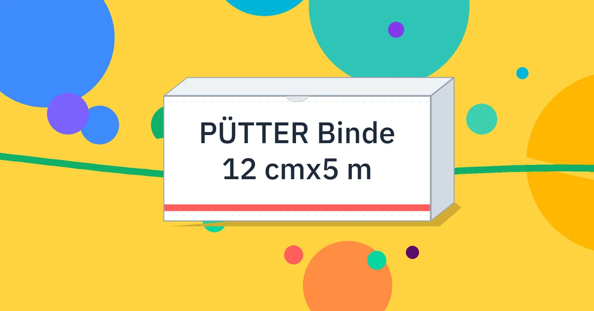 Symbolbild: Packung mit der Aufschrift PÜTTER Binde 12 cmx5 m (PZN 18716555) – Verfügbarkeit und Bezug in Apotheken in Frankfurt am Main