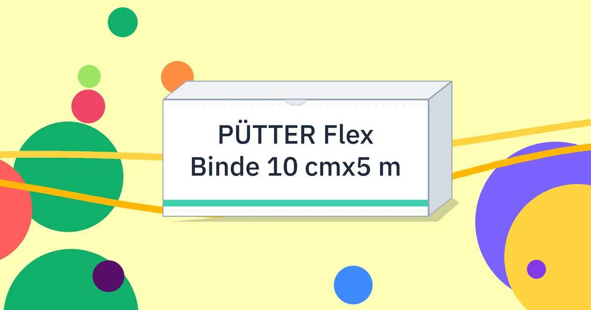 Symbolbild: Packung mit der Aufschrift PÜTTER Flex Binde 10 cmx5 m (PZN 17435191) – Verfügbarkeit und Bezug in Apotheken in Frankfurt am Main