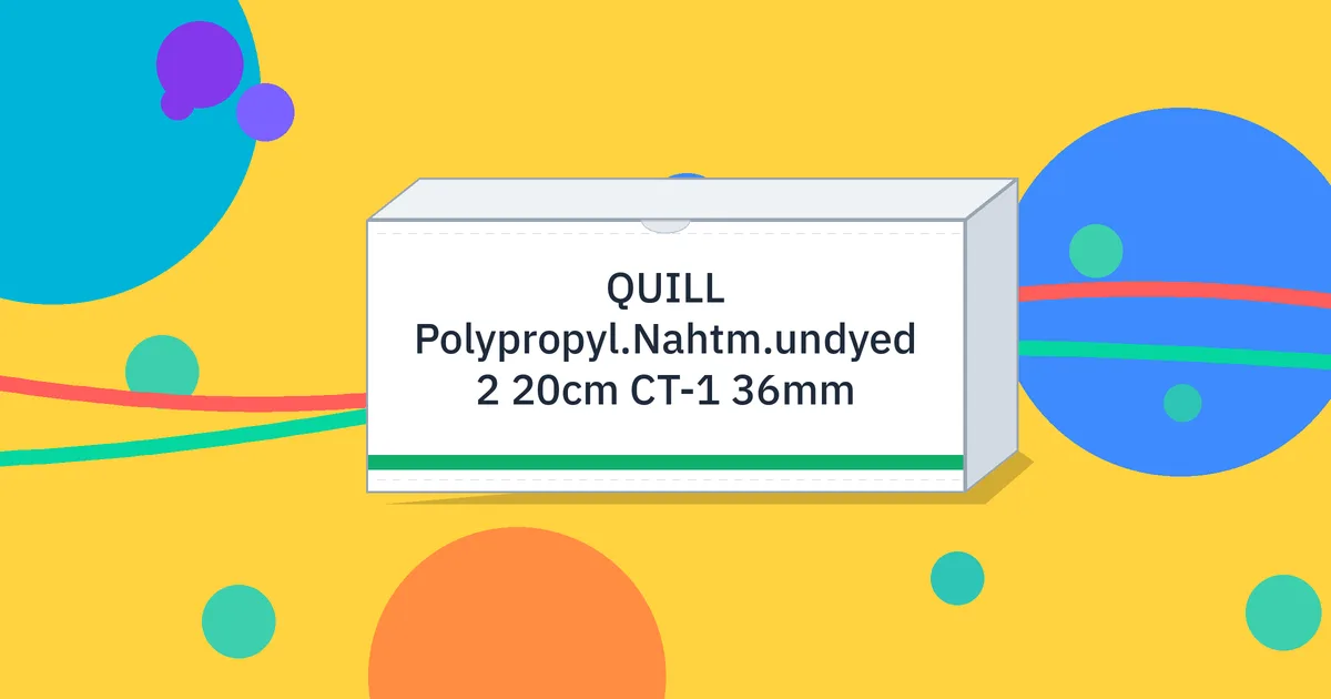 Symbolbild: Packung mit der Aufschrift QUILL Polypropyl.Nahtm.undyed 2 20cm CT-1 36mm (PZN 17990834) – Verfügbarkeit und Bezug in Apotheken in Frankfurt am Main