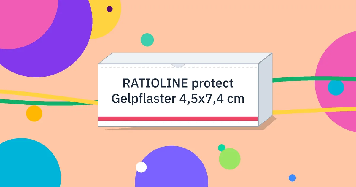 Symbolbild: Packung mit der Aufschrift RATIOLINE protect Gelpflaster 4,5x7,4 cm (PZN 16389589) – Verfügbarkeit und Bezug in Apotheken in Frankfurt am Main