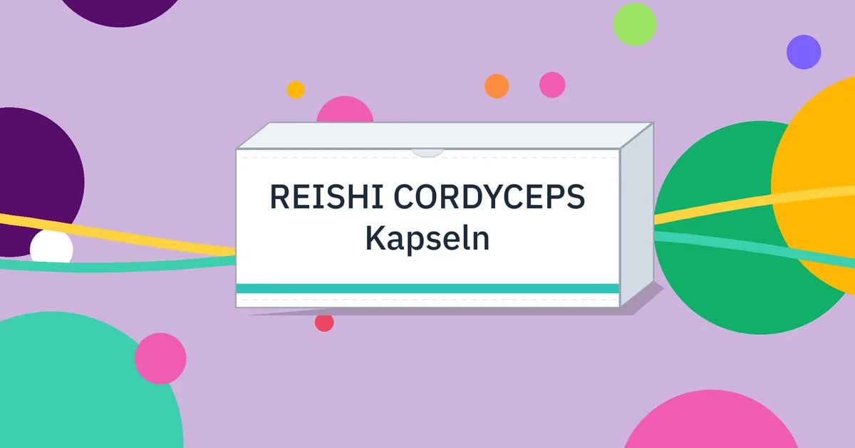 Symbolbild: Packung mit der Aufschrift REISHI CORDYCEPS Kapseln (PZN 20363472) – Verfügbarkeit und Bezug in Apotheken in Frankfurt am Main