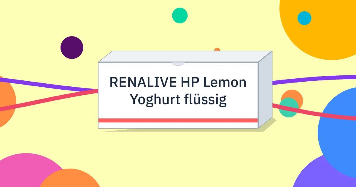 Symbolbild: Packung mit der Aufschrift RENALIVE HP Lemon Yoghurt flüssig (PZN 20181245) – Verfügbarkeit und Bezug in Apotheken in Frankfurt am Main