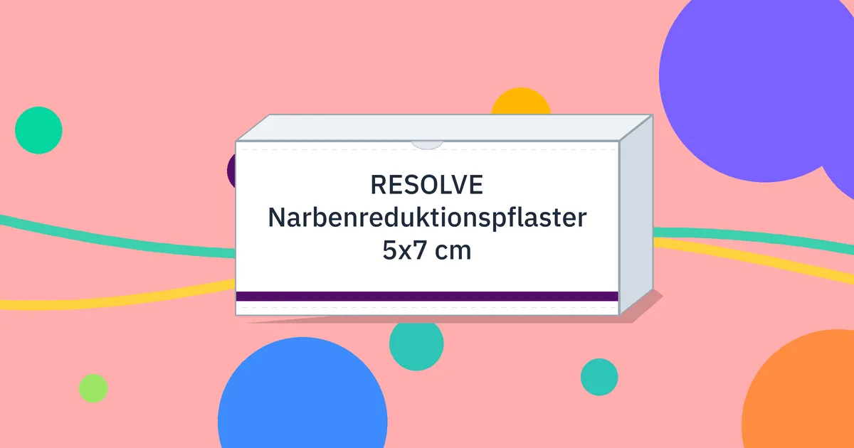 Symbolbild: Packung mit der Aufschrift RESOLVE Narbenreduktionspflaster 5x7 cm (PZN 20129196) – Verfügbarkeit und Bezug in Apotheken in Frankfurt am Main