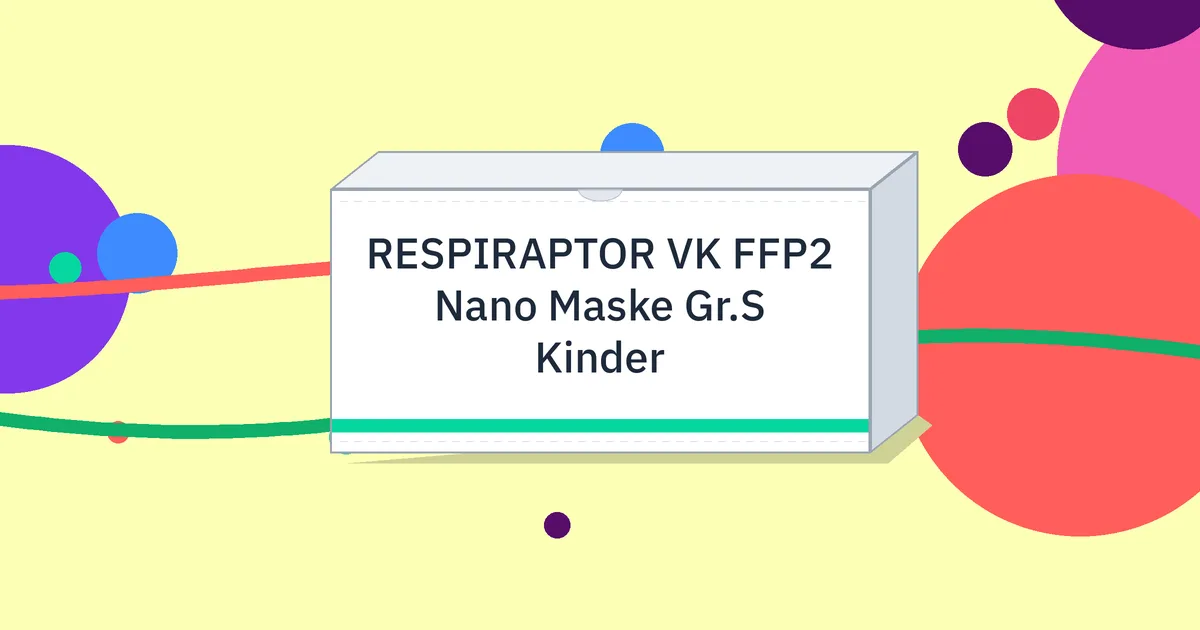 Symbolbild: Packung mit der Aufschrift RESPIRAPTOR VK FFP2 Nano Maske Gr.S Kinder (PZN 17991526) – Verfügbarkeit und Bezug in Apotheken in Frankfurt am Main
