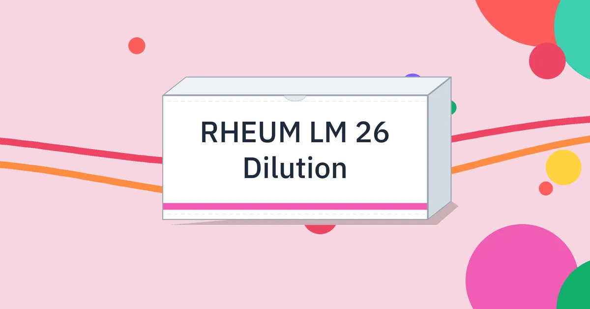Symbolbild: Packung mit der Aufschrift RHEUM LM 26 Dilution (PZN 13049640) – Verfügbarkeit und Bezug in Apotheken in Frankfurt am Main