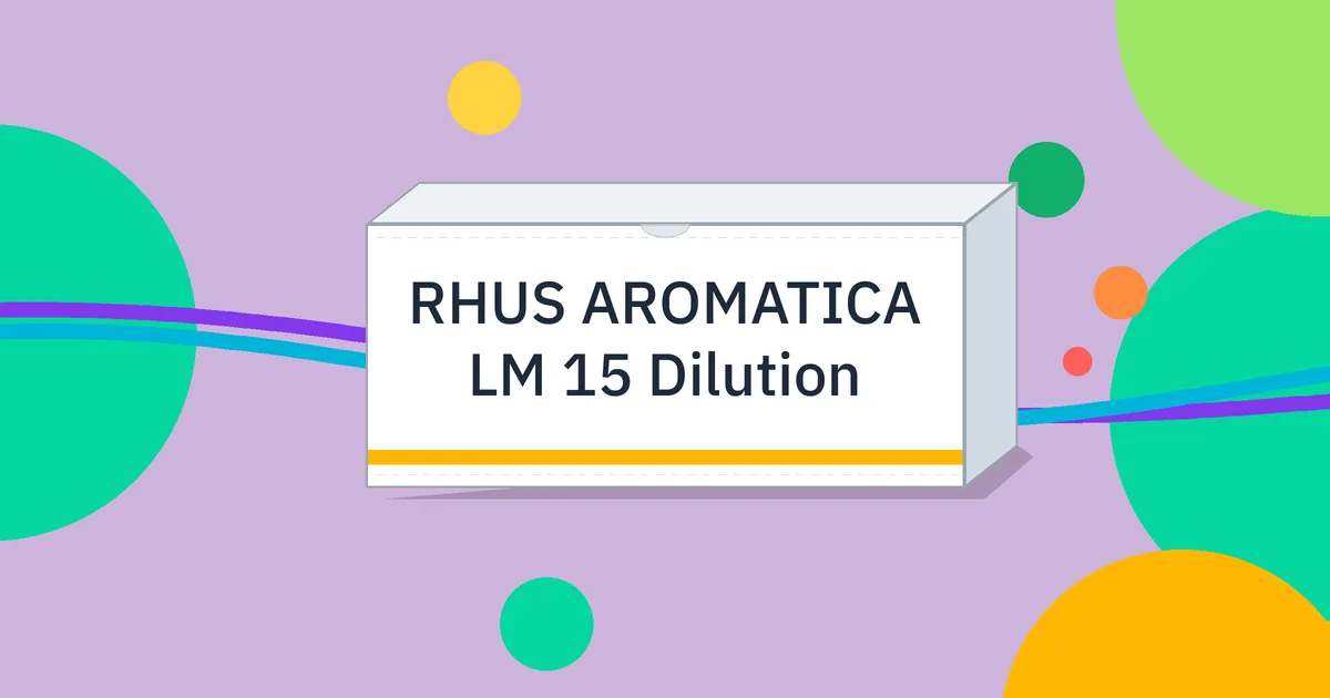 Symbolbild: Packung mit der Aufschrift RHUS AROMATICA LM 15 Dilution (PZN 13051826) – Verfügbarkeit und Bezug in Apotheken in Frankfurt am Main