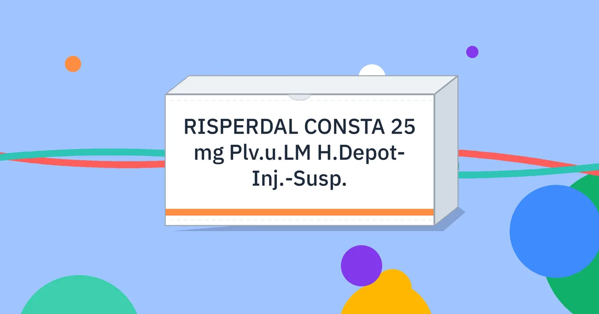 Symbolbild: Packung mit der Aufschrift RISPERDAL CONSTA 25 mg Plv.u.LM H.Depot-Inj.-Susp. (PZN 09073934) – Verfügbarkeit und Bezug in Apotheken in Frankfurt am Main