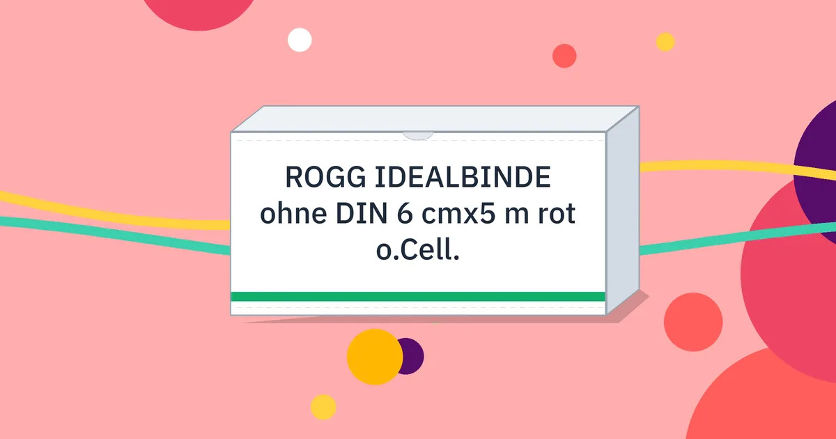 Symbolbild: Packung mit der Aufschrift ROGG IDEALBINDE ohne DIN 6 cmx5 m rot o.Cell. (PZN 16530941) – Verfügbarkeit und Bezug in Apotheken in Frankfurt am Main