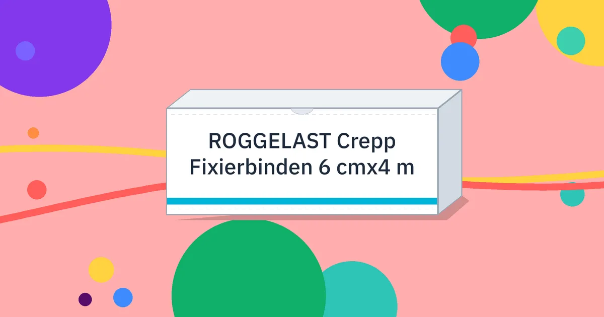 Symbolbild: Packung mit der Aufschrift ROGGELAST Crepp Fixierbinden 6 cmx4 m (PZN 08601331) – Verfügbarkeit und Bezug in Apotheken in Frankfurt am Main