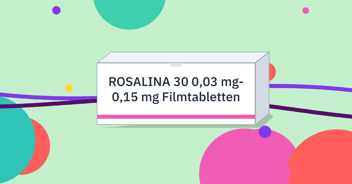 Symbolbild: Packung mit der Aufschrift ROSALINA 30 0,03 mg-0,15 mg Filmtabletten (PZN 15432142) – Verfügbarkeit und Bezug in Apotheken in Frankfurt am Main