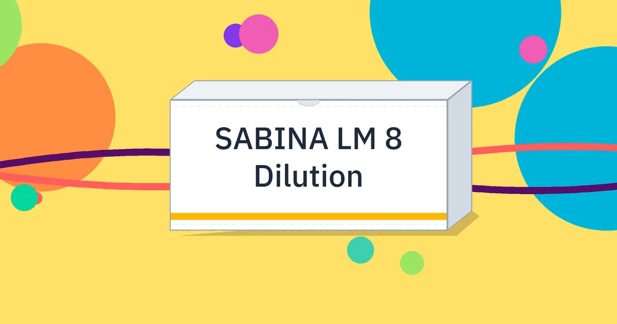 Symbolbild: Packung mit der Aufschrift SABINA LM 8 Dilution (PZN 13175824) – Verfügbarkeit und Bezug in Apotheken in Frankfurt am Main