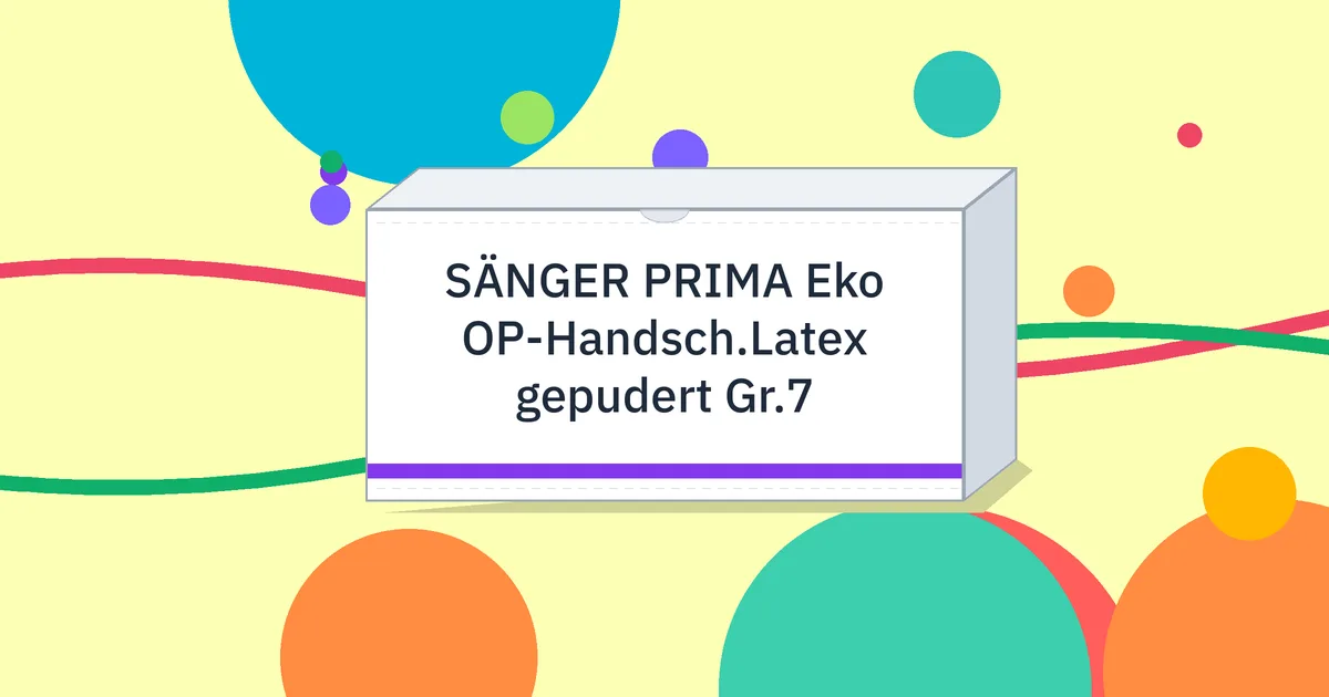 Symbolbild: Packung mit der Aufschrift SÄNGER PRIMA Eko OP-Handsch.Latex gepudert Gr.7 (PZN 04533414) – Verfügbarkeit und Bezug in Apotheken in Frankfurt am Main