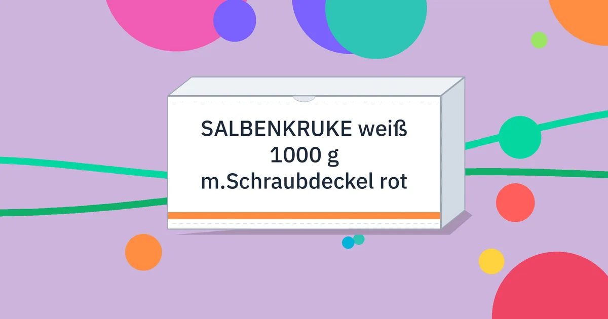 Symbolbild: Packung mit der Aufschrift SALBENKRUKE weiß 1000 g m.Schraubdeckel rot (PZN 10121957) – Verfügbarkeit und Bezug in Apotheken in Frankfurt am Main