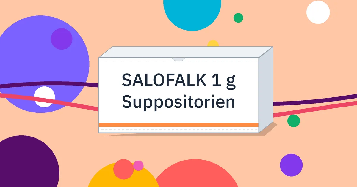 Symbolbild: Packung mit der Aufschrift SALOFALK 1 g Suppositorien (PZN 14054382) – Verfügbarkeit und Bezug in Apotheken in Frankfurt am Main