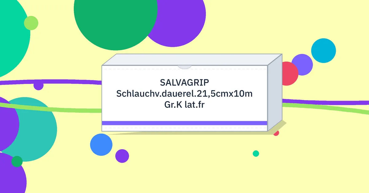 Symbolbild: Packung mit der Aufschrift SALVAGRIP Schlauchv.dauerel.21,5cmx10m Gr.K lat.fr (PZN 16744317) – Verfügbarkeit und Bezug in Apotheken in Frankfurt am Main