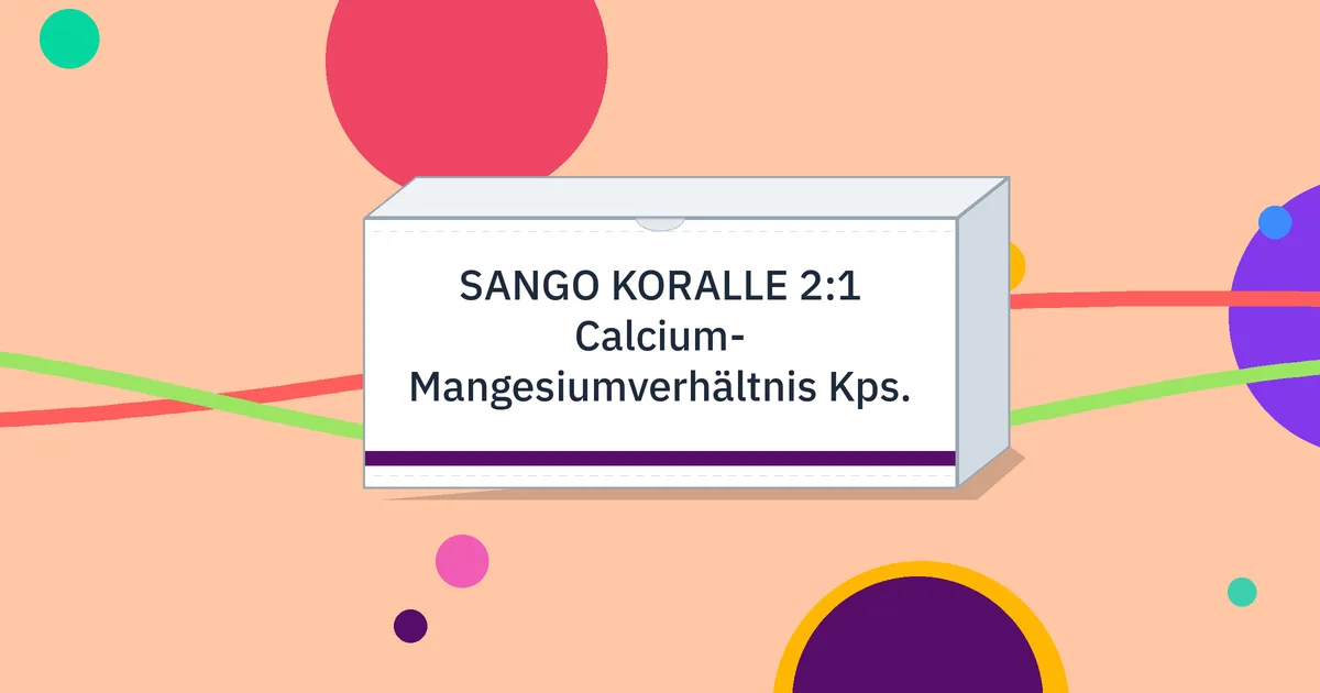 Symbolbild: Packung mit der Aufschrift SANGO KORALLE 2:1 Calcium-Mangesiumverhältnis Kps. (PZN 20398571) – Verfügbarkeit und Bezug in Apotheken in Frankfurt am Main