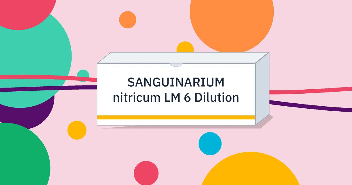 Symbolbild: Packung mit der Aufschrift SANGUINARIUM nitricum LM 6 Dilution (PZN 13181641) – Verfügbarkeit und Bezug in Apotheken in Frankfurt am Main