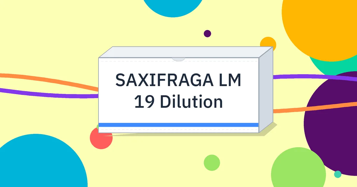 Symbolbild: Packung mit der Aufschrift SAXIFRAGA LM 19 Dilution (PZN 13688475) – Verfügbarkeit und Bezug in Apotheken in Frankfurt am Main