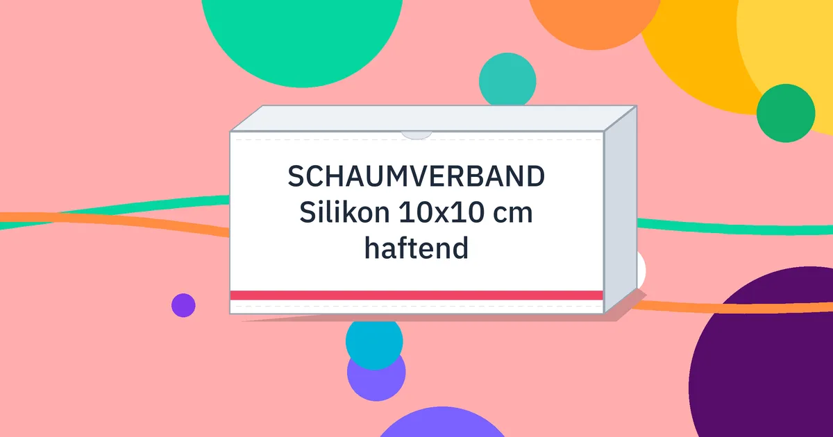 Symbolbild: Packung mit der Aufschrift SCHAUMVERBAND Silikon 10x10 cm haftend (PZN 17833595) – Verfügbarkeit und Bezug in Apotheken in Frankfurt am Main
