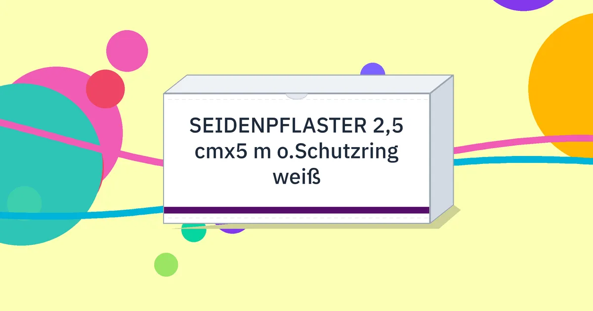 Symbolbild: Packung mit der Aufschrift SEIDENPFLASTER 2,5 cmx5 m o.Schutzring weiß (PZN 10404649) – Verfügbarkeit und Bezug in Apotheken in Frankfurt am Main