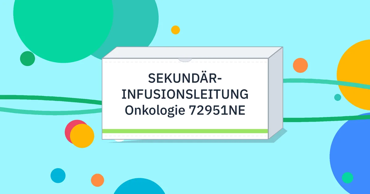 Symbolbild: Packung mit der Aufschrift SEKUNDÄR-INFUSIONSLEITUNG Onkologie 72951NE (PZN 13650426) – Verfügbarkeit und Bezug in Apotheken in Frankfurt am Main