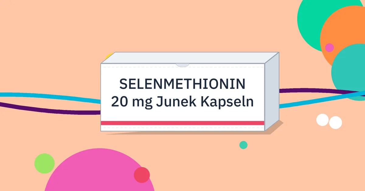 Symbolbild: Packung mit der Aufschrift SELENMETHIONIN 20 mg Junek Kapseln (PZN 20857553) – Verfügbarkeit und Bezug in Apotheken in Frankfurt am Main