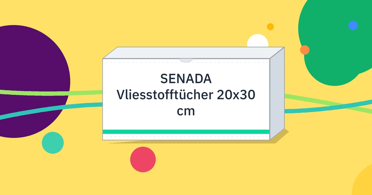 Symbolbild: Packung mit der Aufschrift SENADA Vliesstofftücher 20x30 cm (PZN 05896030) – Verfügbarkeit und Bezug in Apotheken in Frankfurt am Main