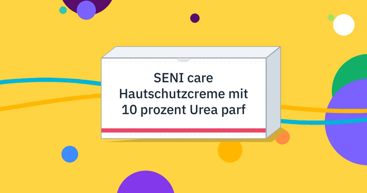 Symbolbild: Packung mit der Aufschrift SENI care Hautschutzcreme mit 10 prozent Urea parf (PZN 15815328) – Verfügbarkeit und Bezug in Apotheken in Frankfurt am Main