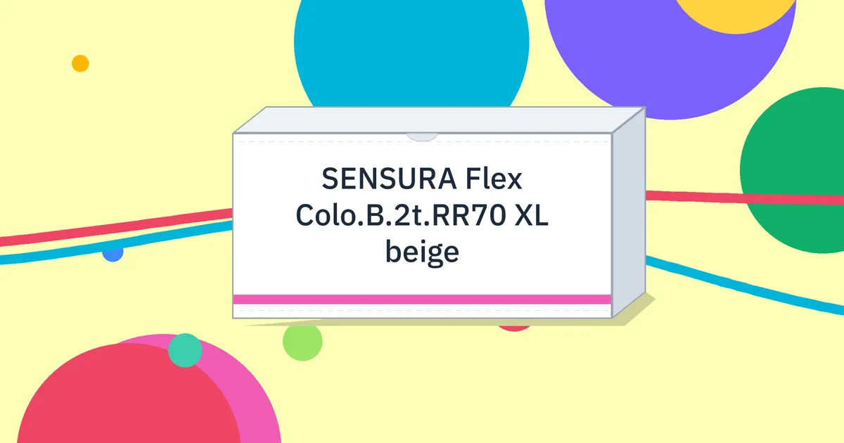 Symbolbild: Packung mit der Aufschrift SENSURA Flex Colo.B.2t.RR70 XL beige (PZN 03098146) – Verfügbarkeit und Bezug in Apotheken in Frankfurt am Main