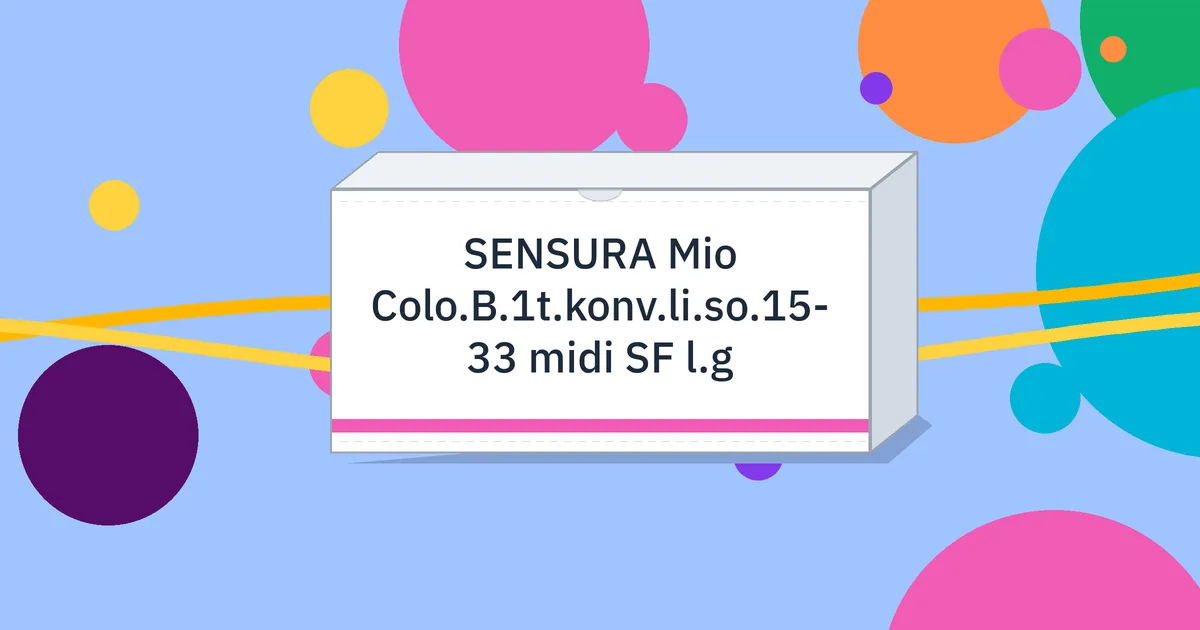 Symbolbild: Packung mit der Aufschrift SENSURA Mio Colo.B.1t.konv.li.so.15-33 midi SF l.g (PZN 11098769) – Verfügbarkeit und Bezug in Apotheken in Frankfurt am Main