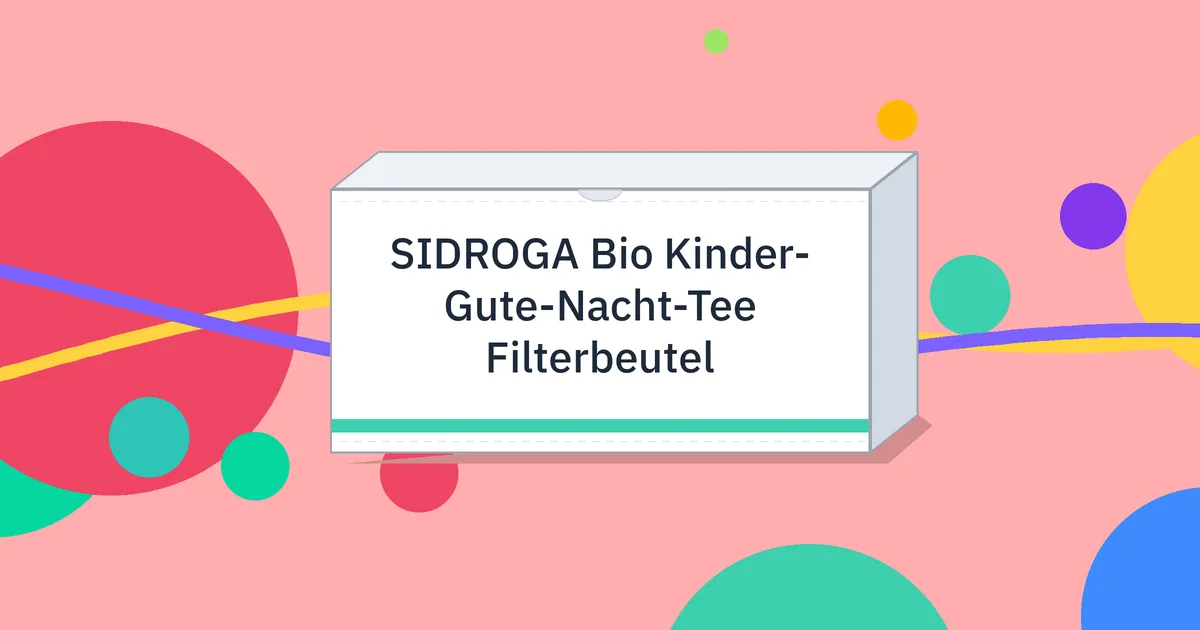 Symbolbild: Packung mit der Aufschrift SIDROGA Bio Kinder-Gute-Nacht-Tee Filterbeutel (PZN 00953958) – Verfügbarkeit und Bezug in Apotheken in Frankfurt am Main