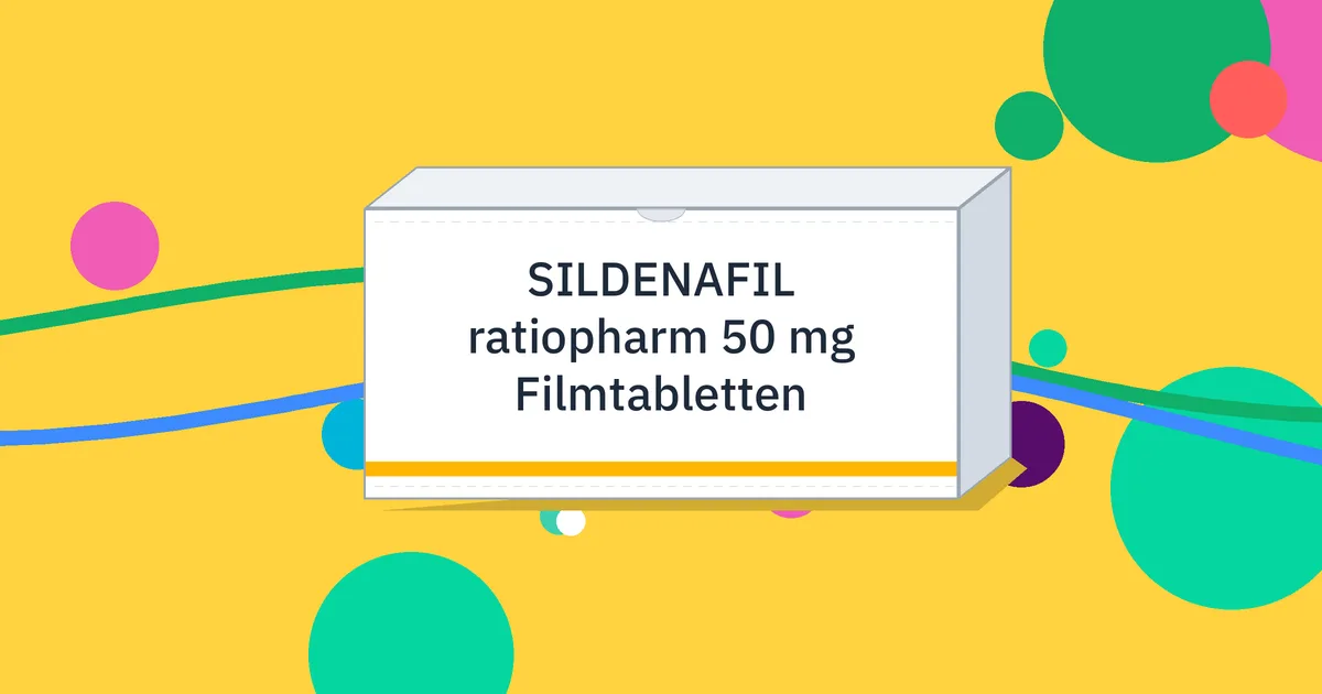 Symbolbild: Packung mit der Aufschrift SILDENAFIL ratiopharm 50 mg Filmtabletten (PZN 00142510) – Verfügbarkeit und Bezug in Apotheken in Frankfurt am Main