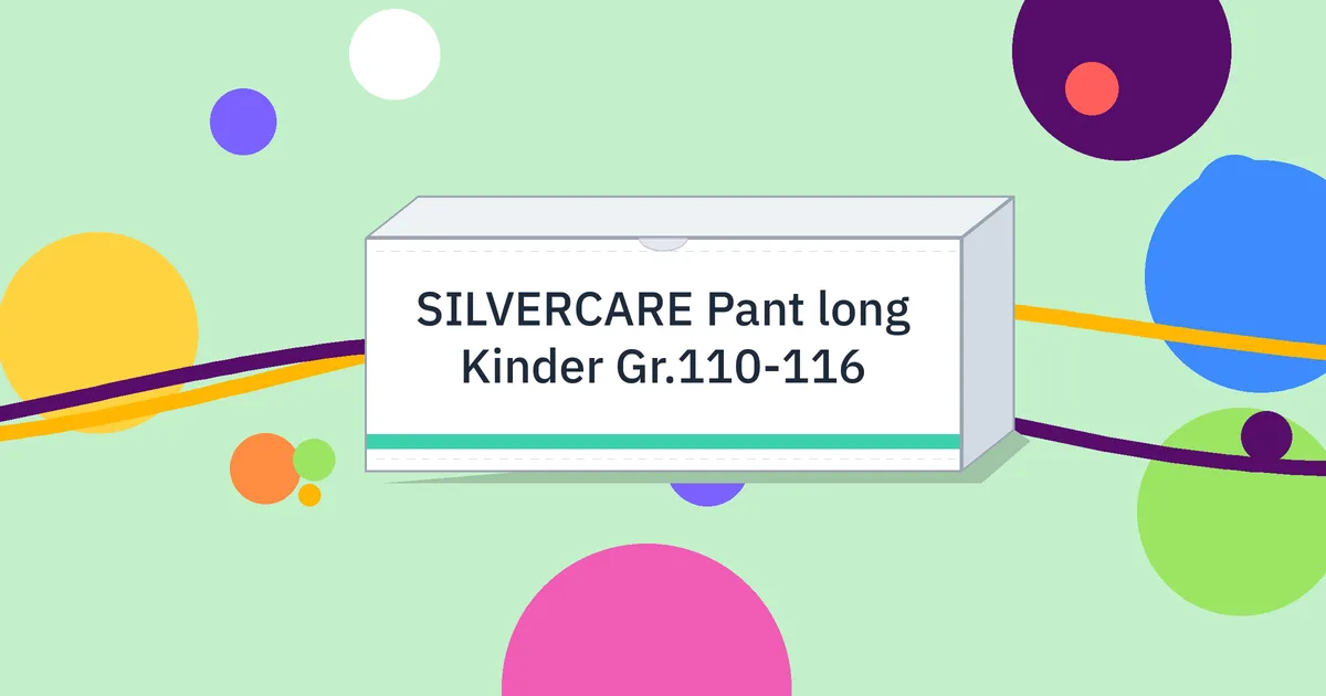 Symbolbild: Packung mit der Aufschrift SILVERCARE Pant long Kinder Gr.110-116 (PZN 01110541) – Verfügbarkeit und Bezug in Apotheken in Frankfurt am Main