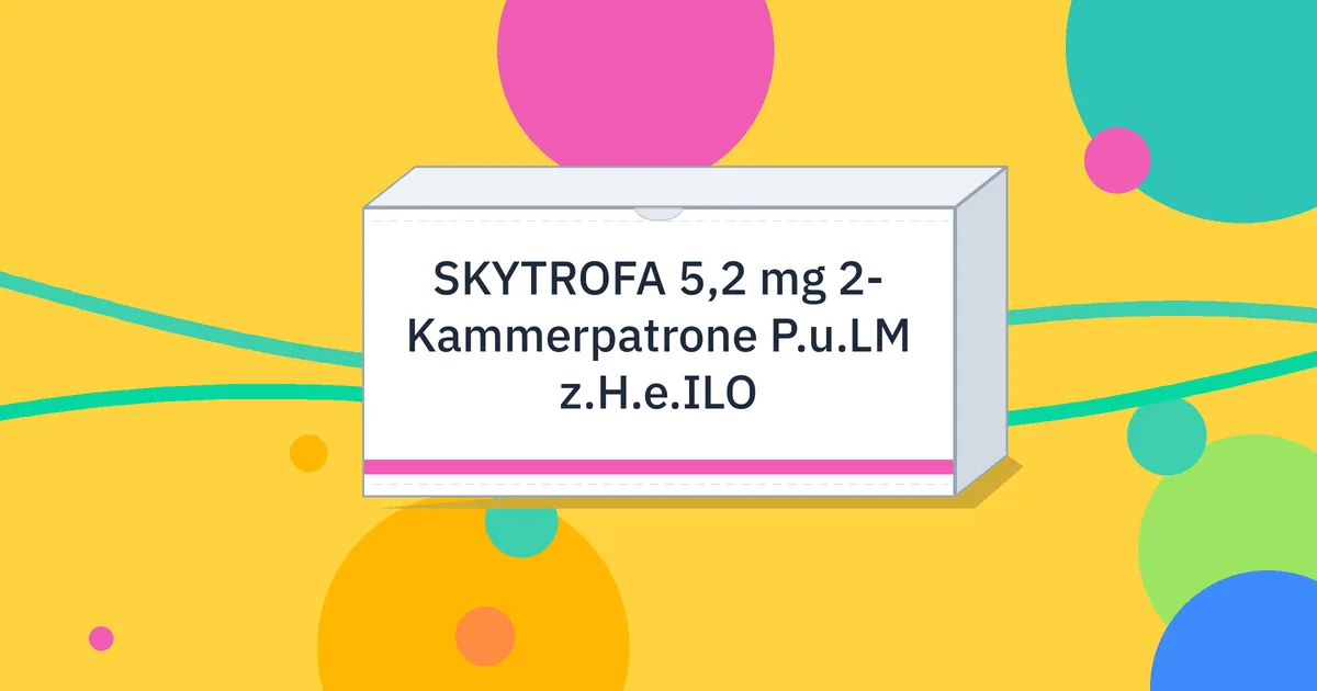Symbolbild: Packung mit der Aufschrift SKYTROFA 5,2 mg 2-Kammerpatrone P.u.LM z.H.e.ILO (PZN 18231705) – Verfügbarkeit und Bezug in Apotheken in Frankfurt am Main