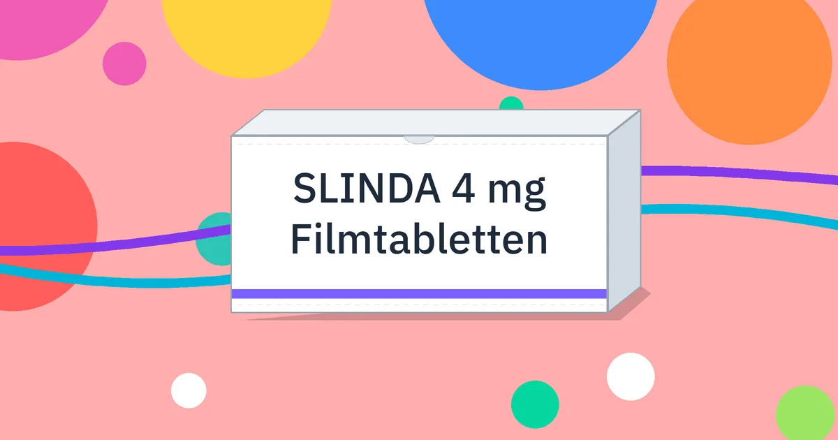 Symbolbild: Packung mit der Aufschrift SLINDA 4 mg Filmtabletten (PZN 19414566) – Verfügbarkeit und Bezug in Apotheken in Frankfurt am Main