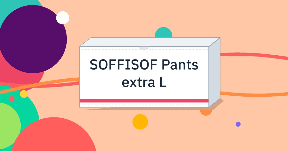 Symbolbild: Packung mit der Aufschrift SOFFISOF Pants extra L (PZN 13879548) – Verfügbarkeit und Bezug in Apotheken in Frankfurt am Main
