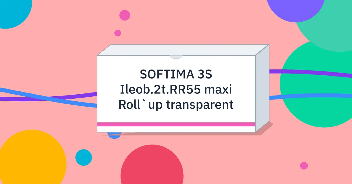 Symbolbild: Packung mit der Aufschrift SOFTIMA 3S Ileob.2t.RR55 maxi Roll`up transparent (PZN 04808101) – Verfügbarkeit und Bezug in Apotheken in Frankfurt am Main