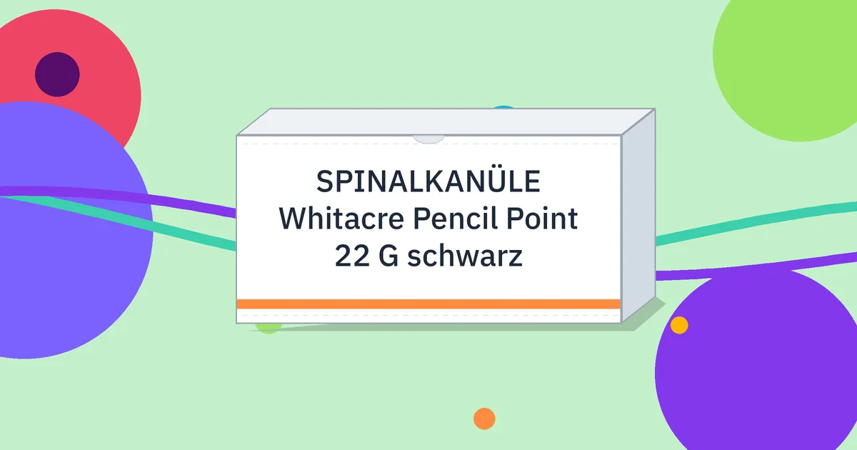 Symbolbild: Packung mit der Aufschrift SPINALKANÜLE Whitacre Pencil Point 22 G schwarz (PZN 02295034) – Verfügbarkeit und Bezug in Apotheken in Frankfurt am Main